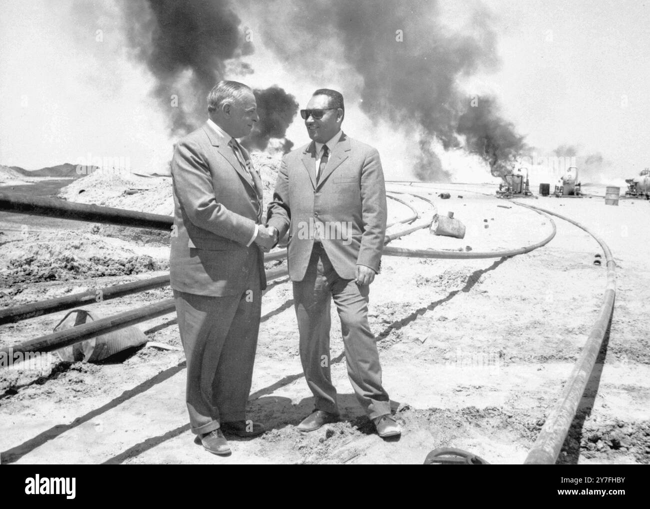 President of the Occidental Petroleum Corporation, Dr Armand Hammer (L ...