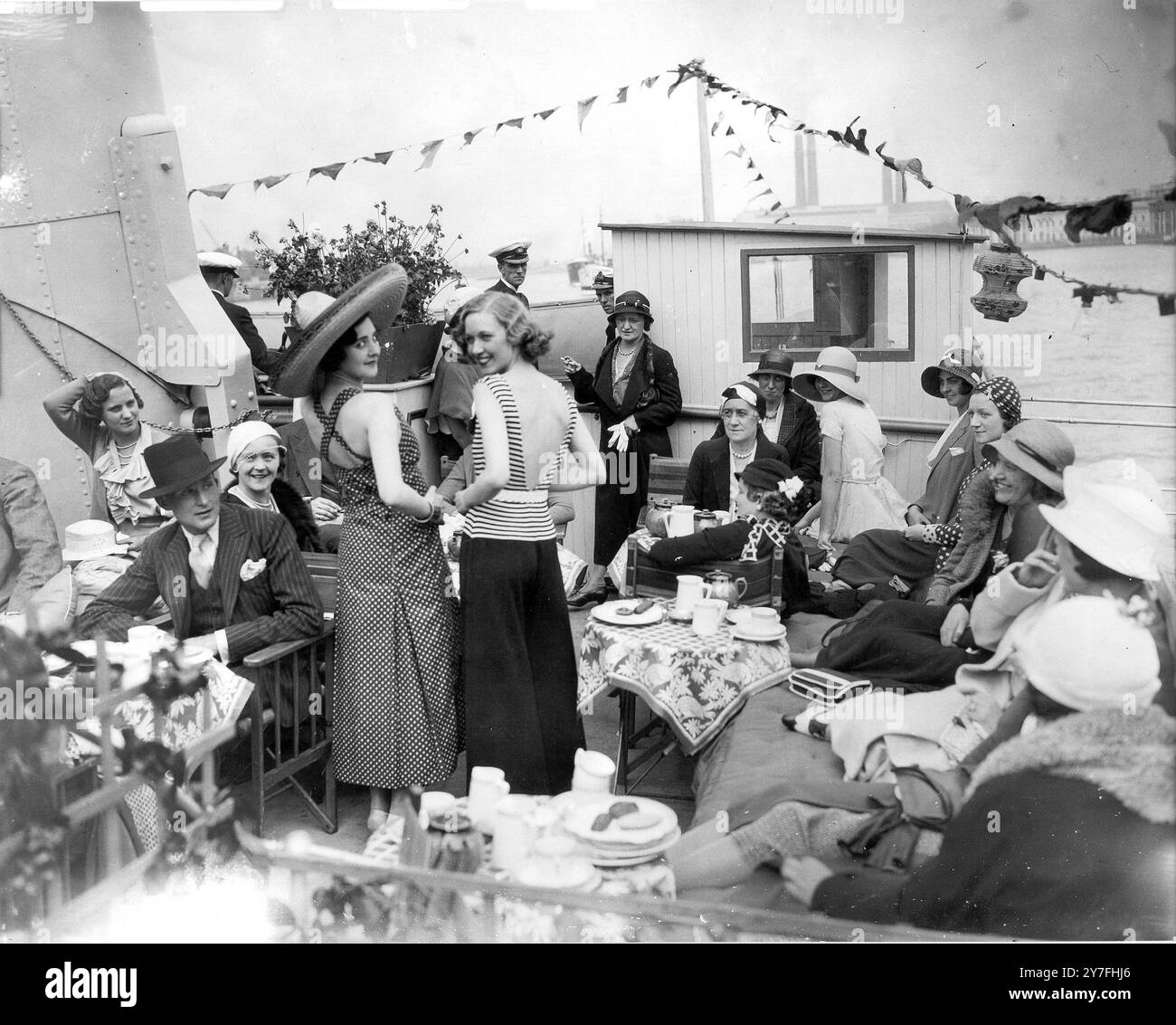 24 June 1932 Models show off the latest beach wear on board Showboat ...