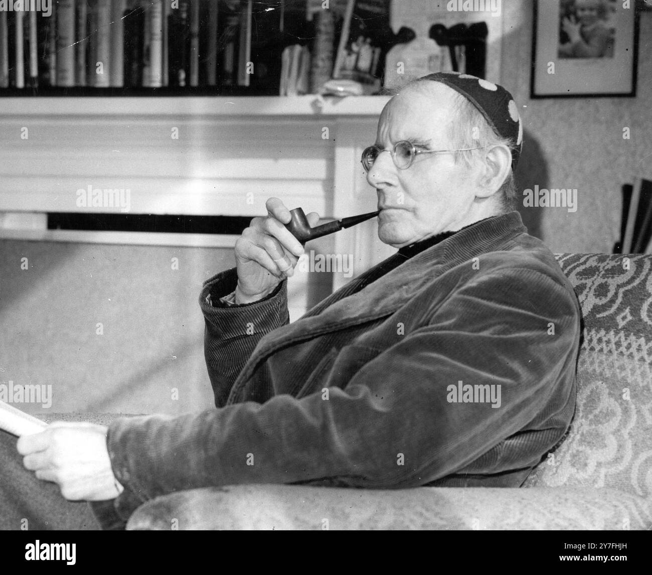 Sean O'Casey relaxing with his pipe at his home in Torquay. His new ...