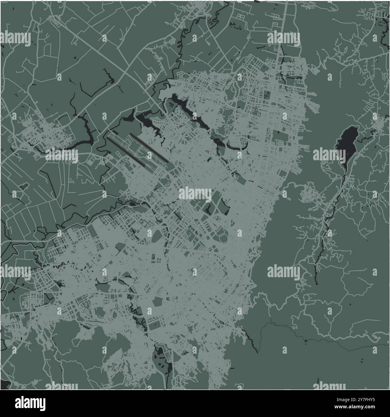 Map of Bogota in Colombia in a smooth dark style. Contains layered ...