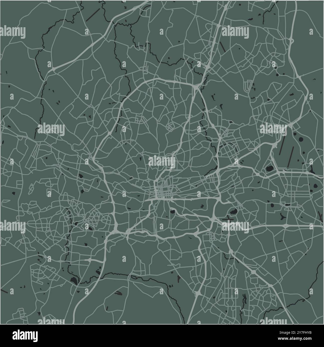 Map of Johannesburg in South Africa in a smooth dark style. Contains layered vector with roads ...