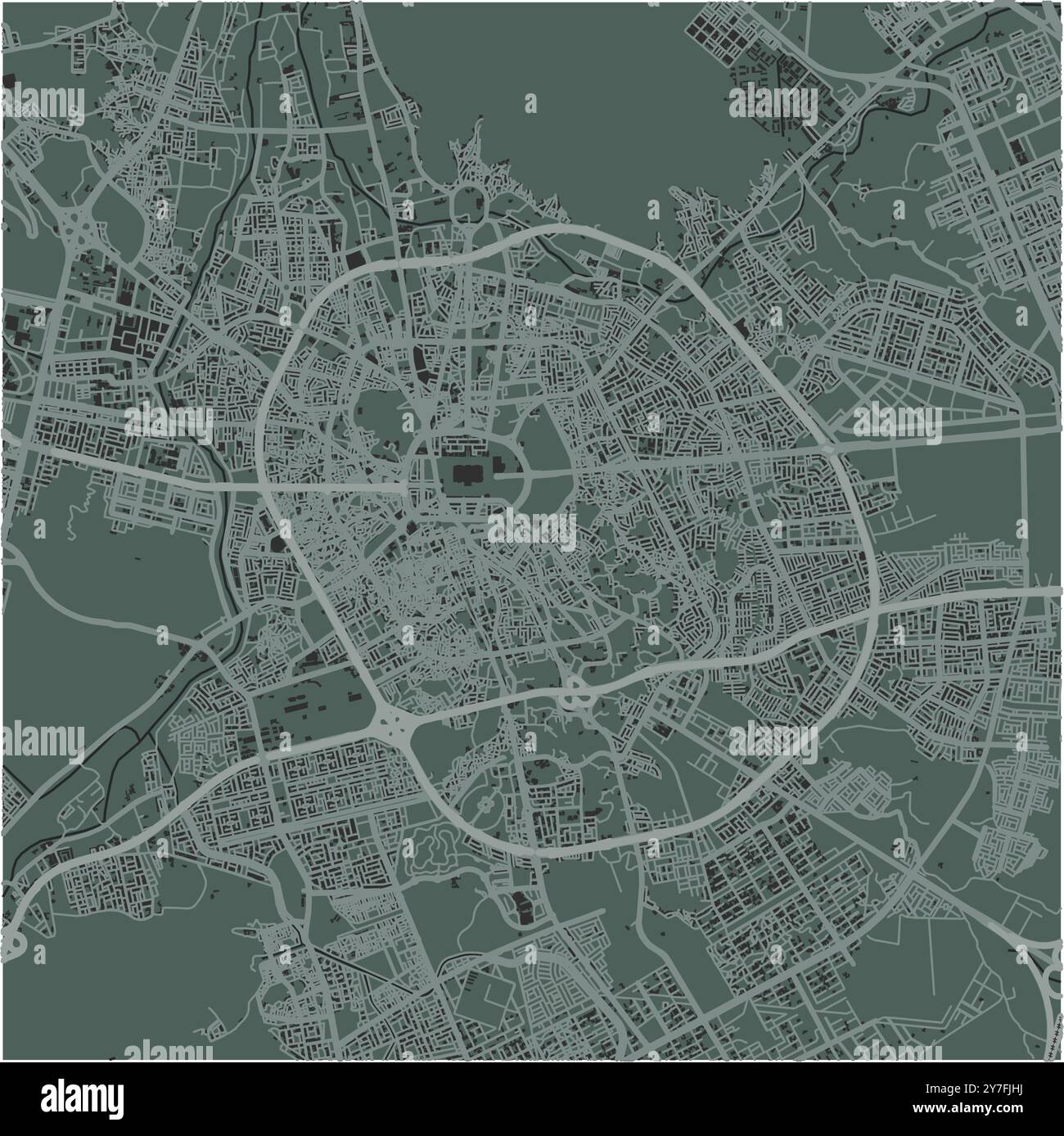 Map of Medina in Saudi Arabia in a smooth dark style. Contains layered ...