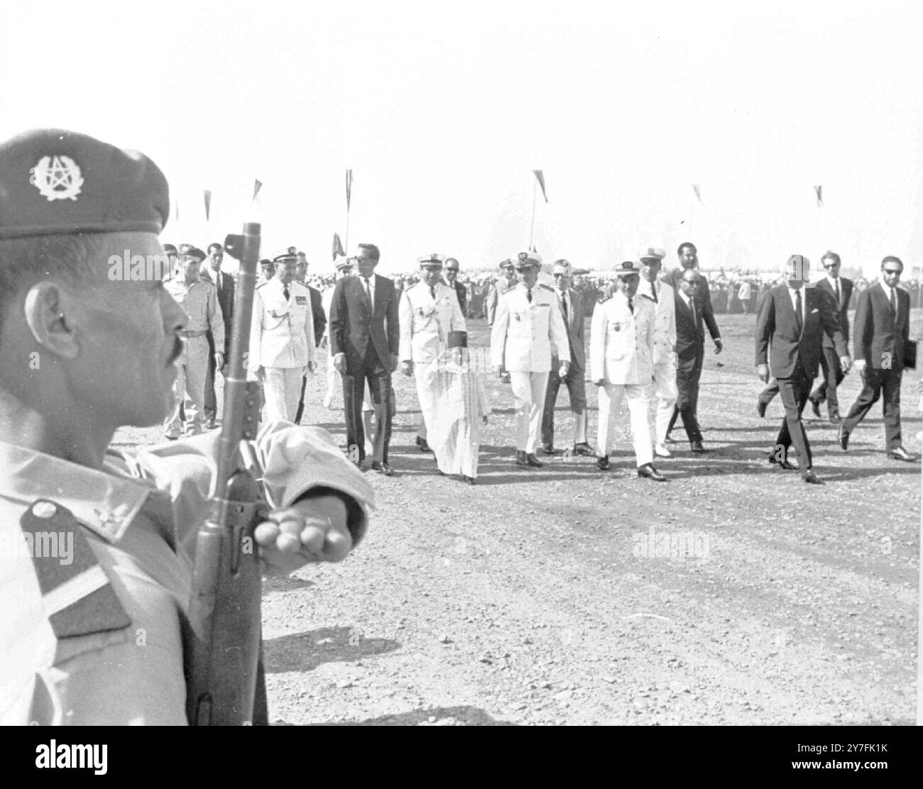 Escorted by Moroccan Interior Minister General Oufkir, (Civilian dress ...