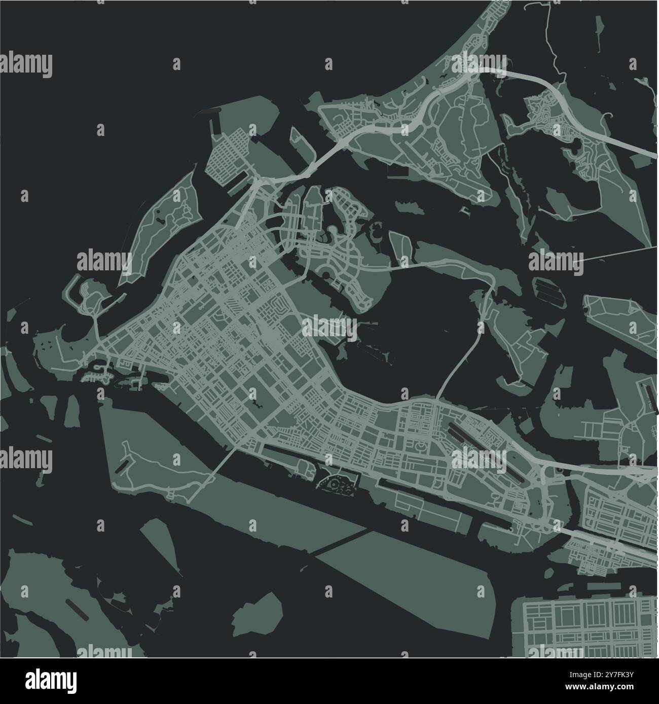 Map of Abu Dhabi in United Arab Emirates in a smooth dark style ...