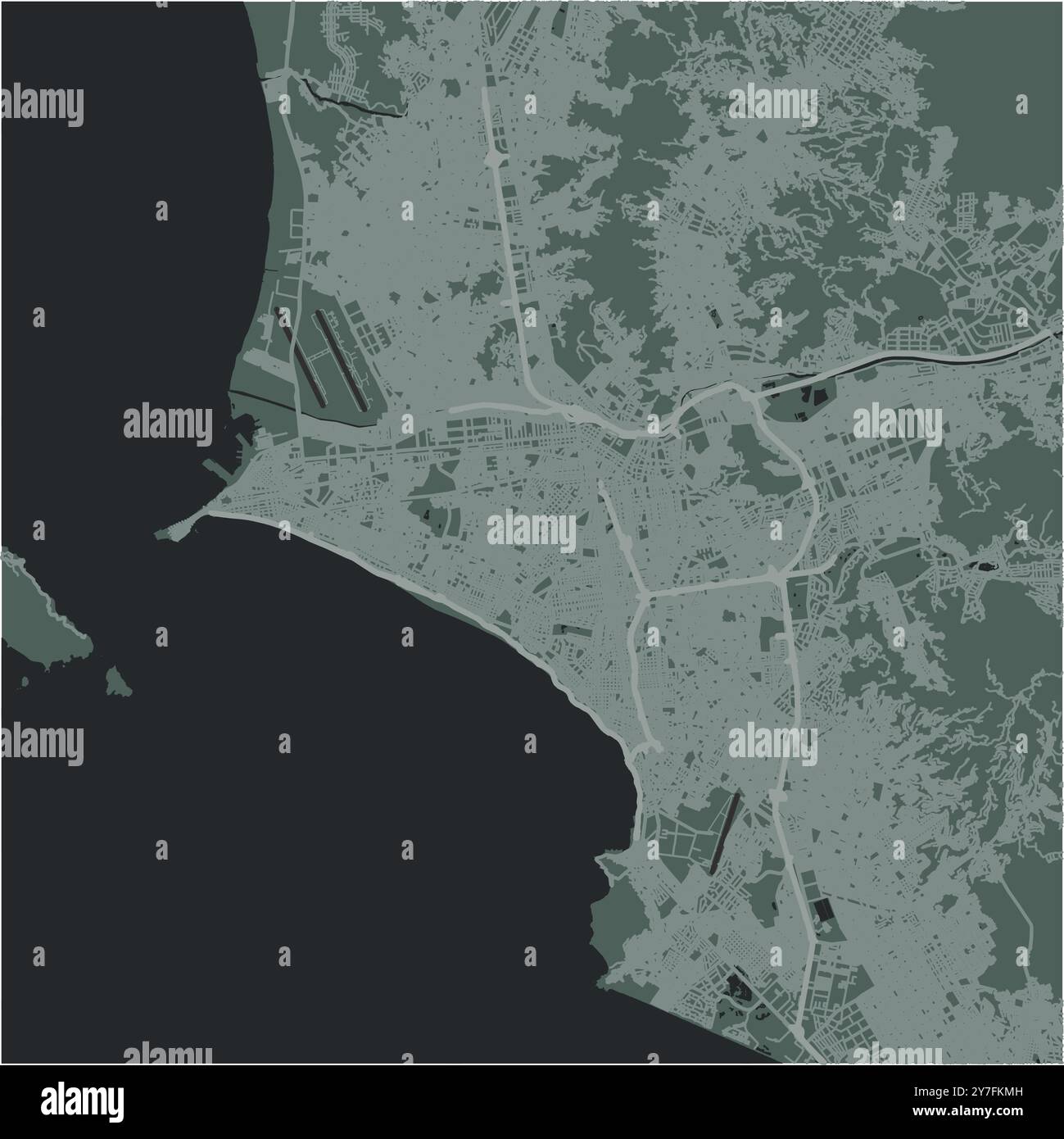Map of Lima in Peru in a smooth dark style. Contains layered vector ...