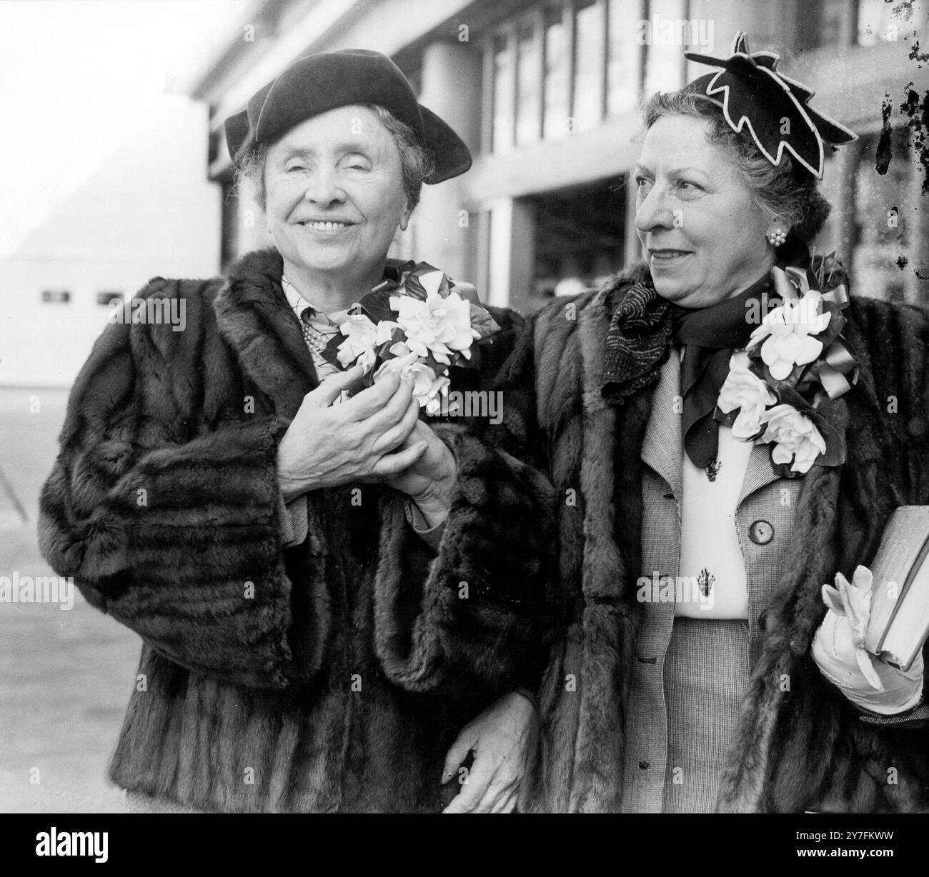 Helen Keller arrives in Southampton with her long time friend Miss D ...