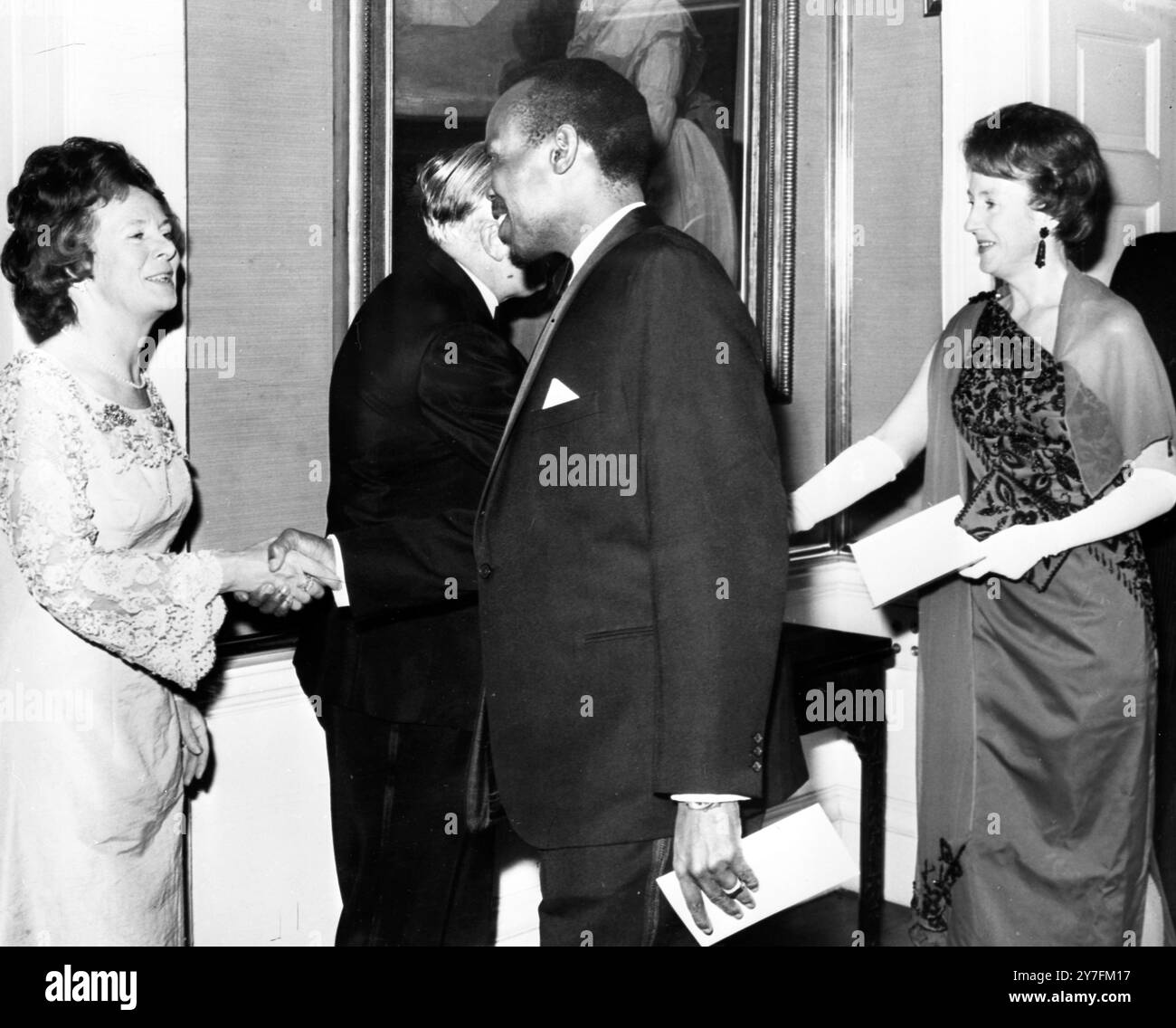 Sir Seretse Khama , President of Botswana and his wife (right) being ...