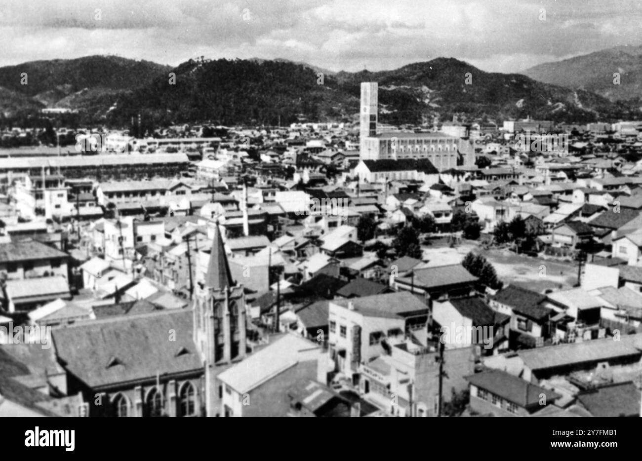 Part of the rebuilt city of Hiroshima 9 years after the first atomic ...