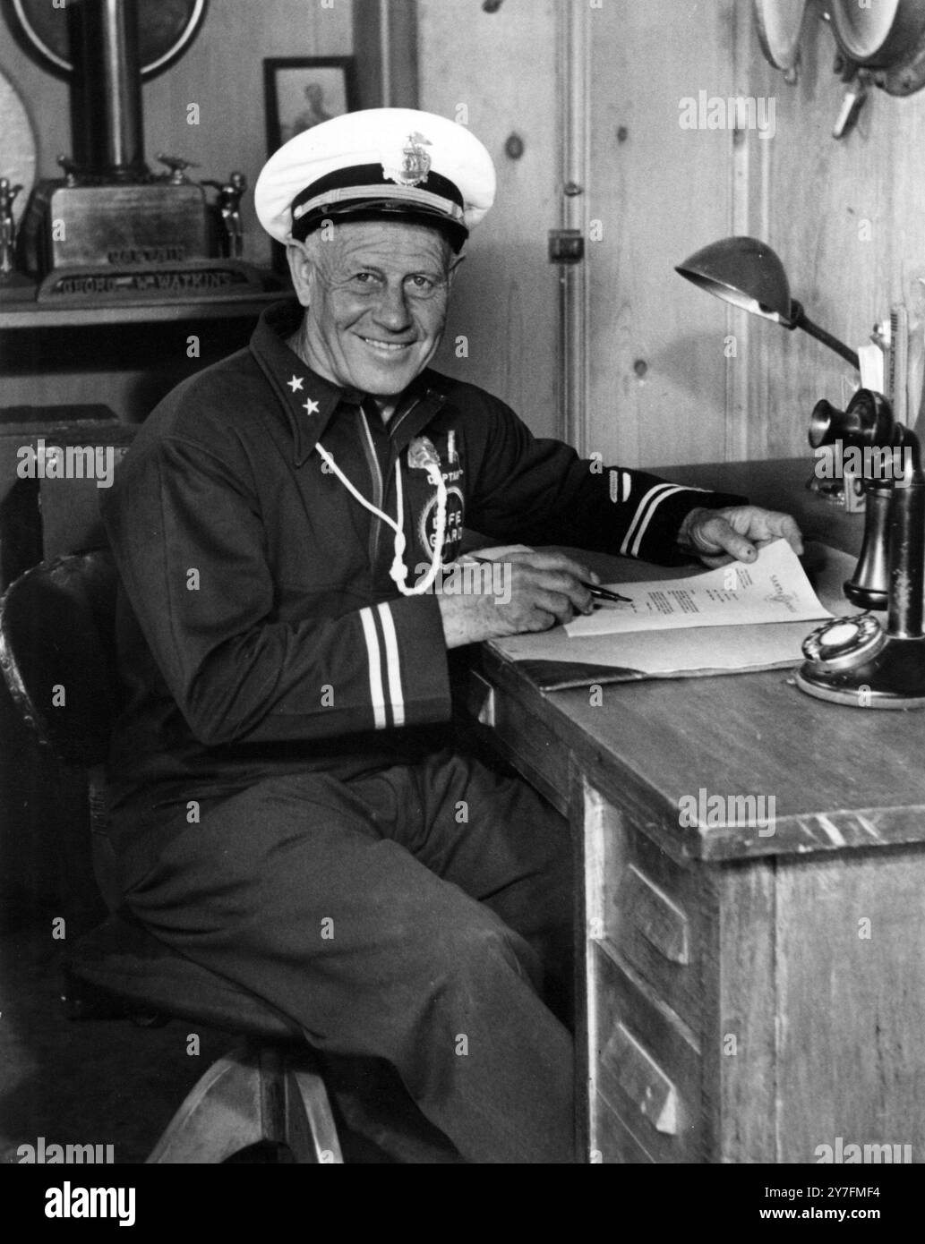 Senior Lifeguard on duty at Santa Monica beach, California, in the ...