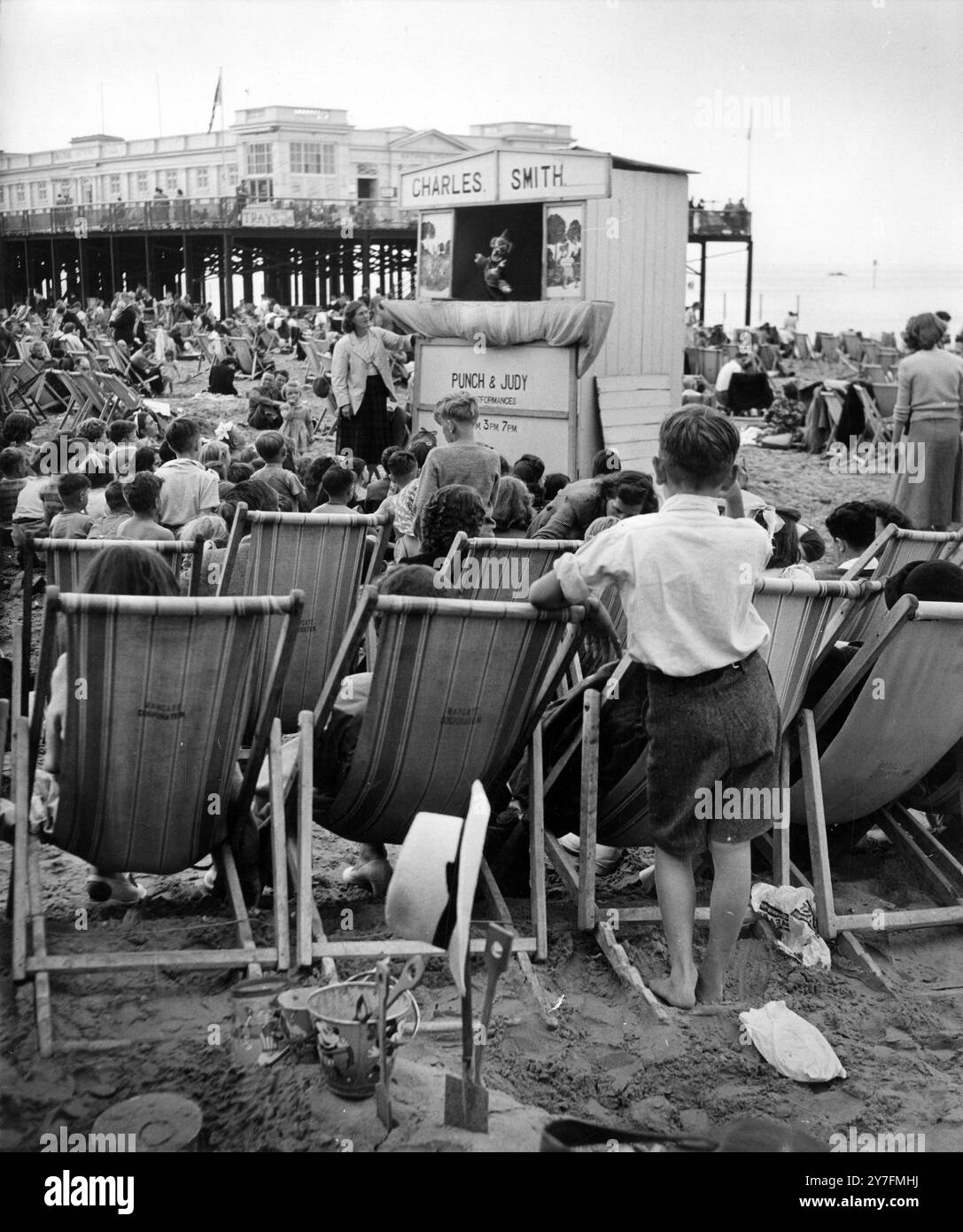 Charles Smith s Punch and Judy on Margate Beach with Margate Jetty in ...
