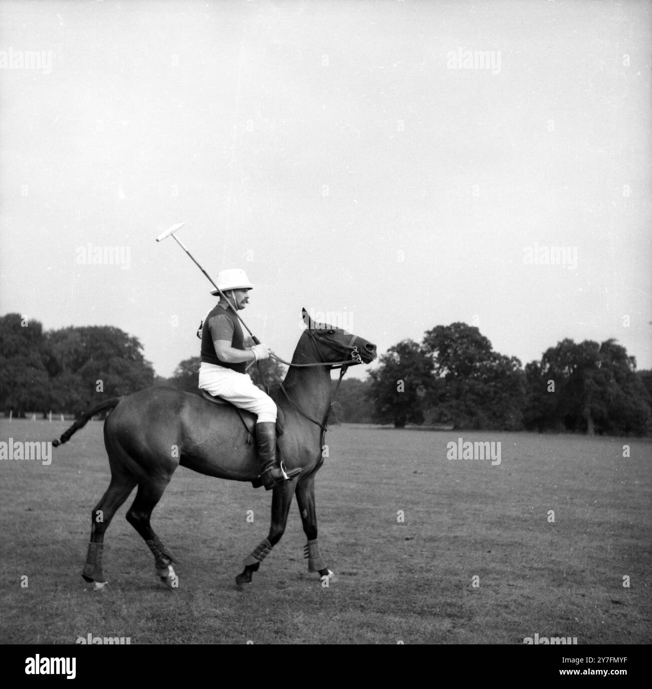 Jimmy Edwards, actor and comedian during a polo match. He was a keen ...