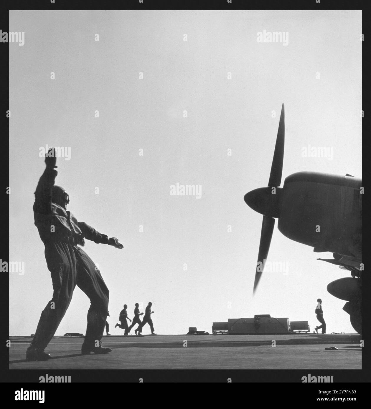 Landing on the aircraft carrier HMS Indomitable in the Bay of Biscay ...