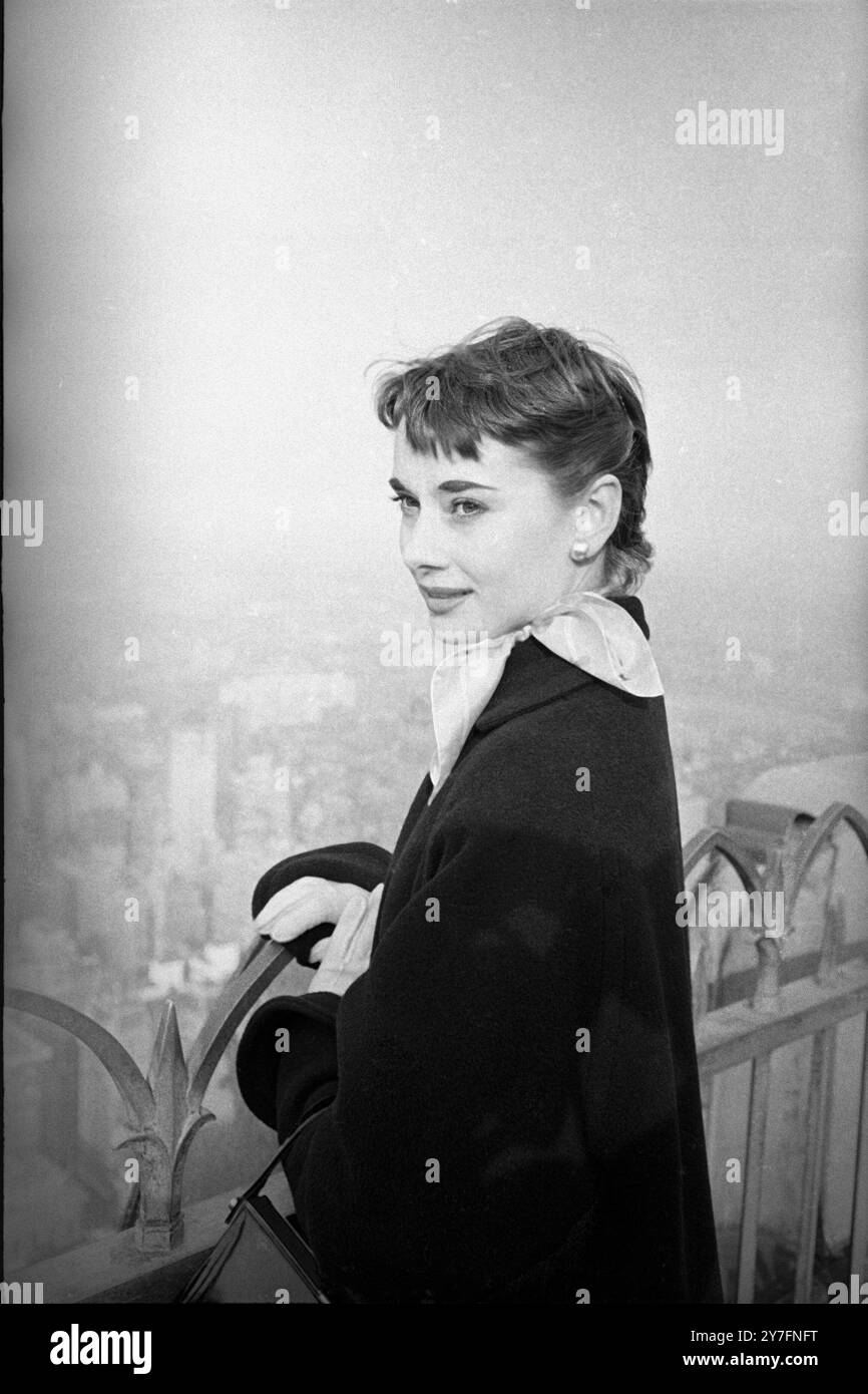 Audrey Hepburn on a 1952 visit to New York, USA where she was starring ...