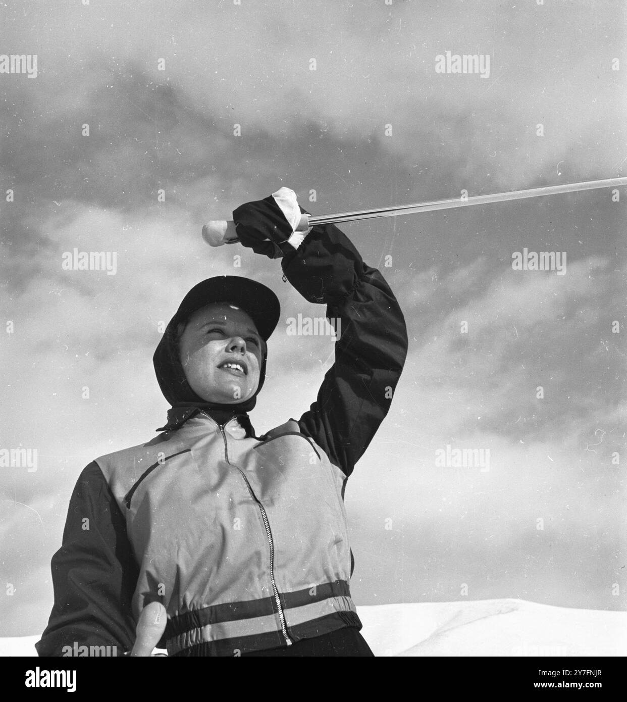 June Allysons, American actress, (1917-2006) at Sun Valley ski resort ...