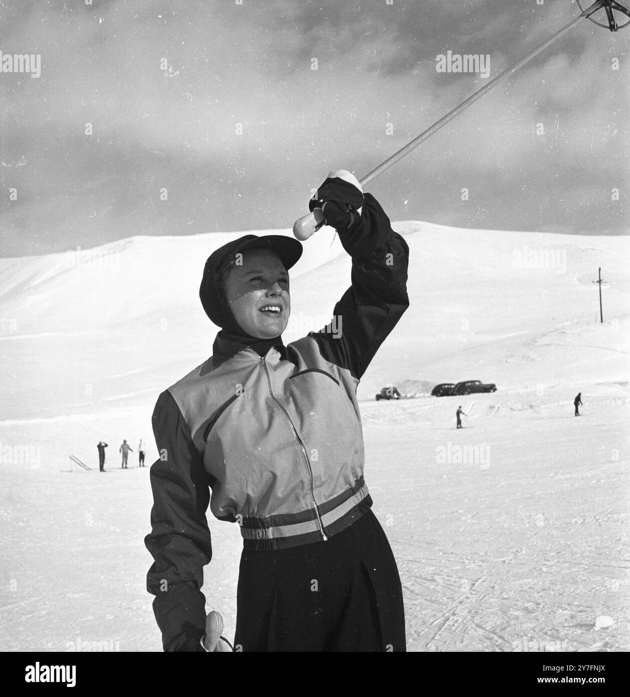 June Allysons, American actress, (1917-2006) at Sun Valley ski resort ...