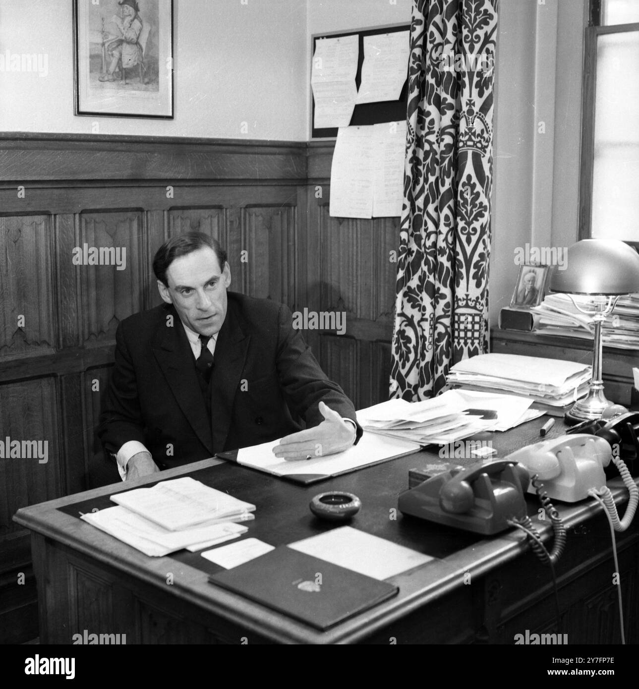 Jeremy Thorpe in his office at Westminster, Houses of Parliament ...