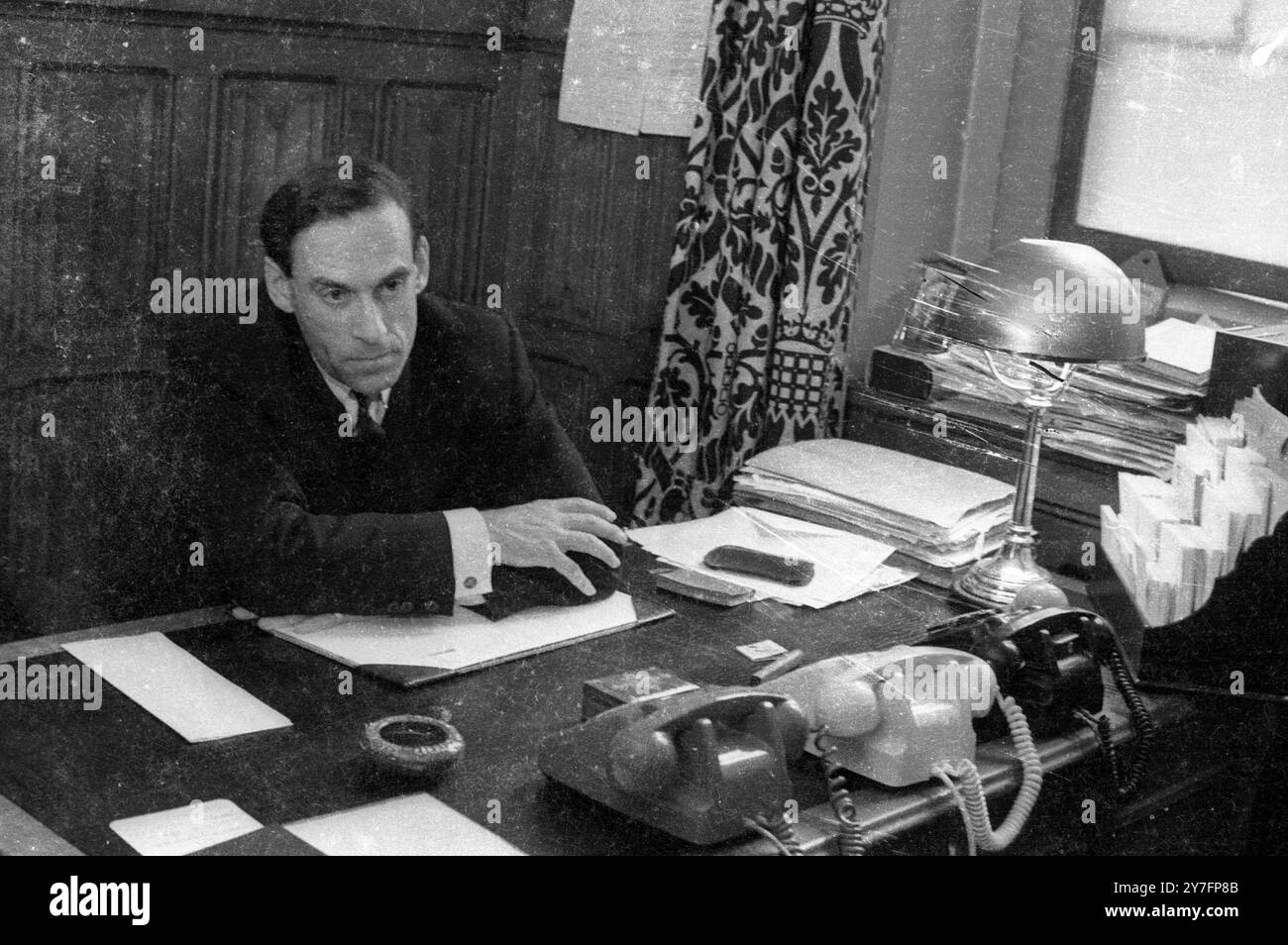 Jeremy Thorpe in his office at Westminster, Houses of Parliament ...