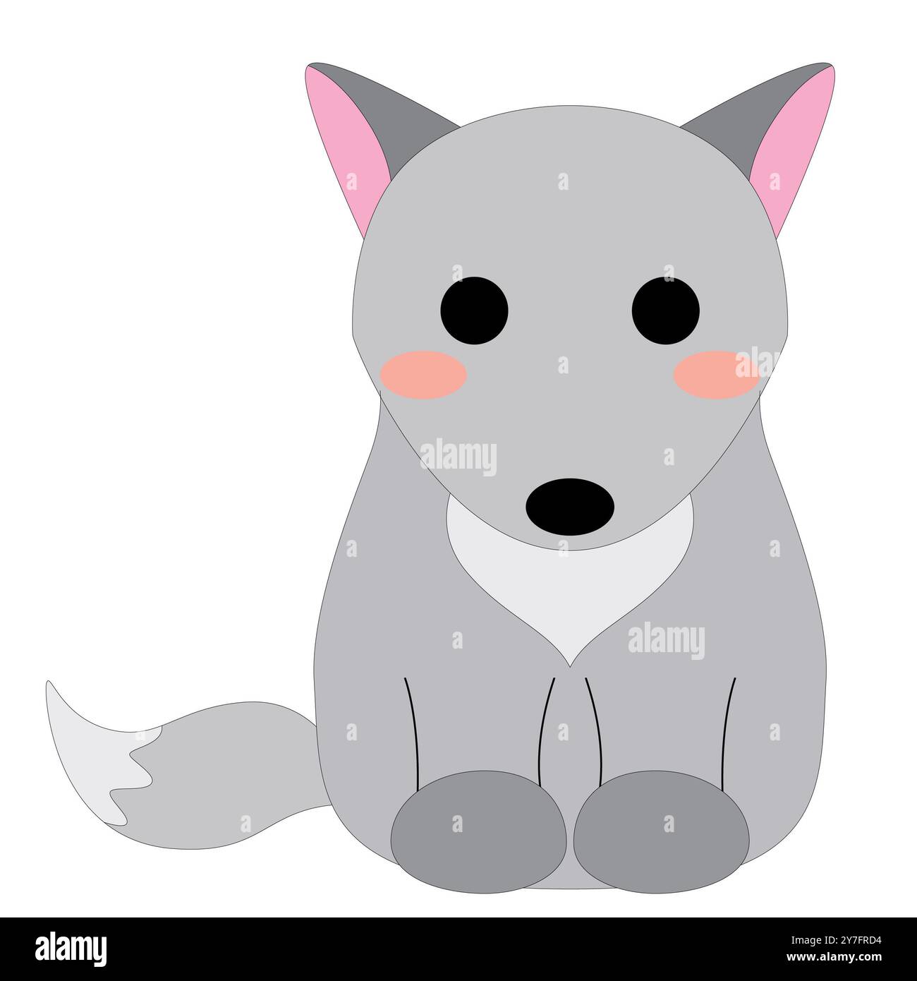 cute cartoon colored little gray wolf cub stock vector, white ...