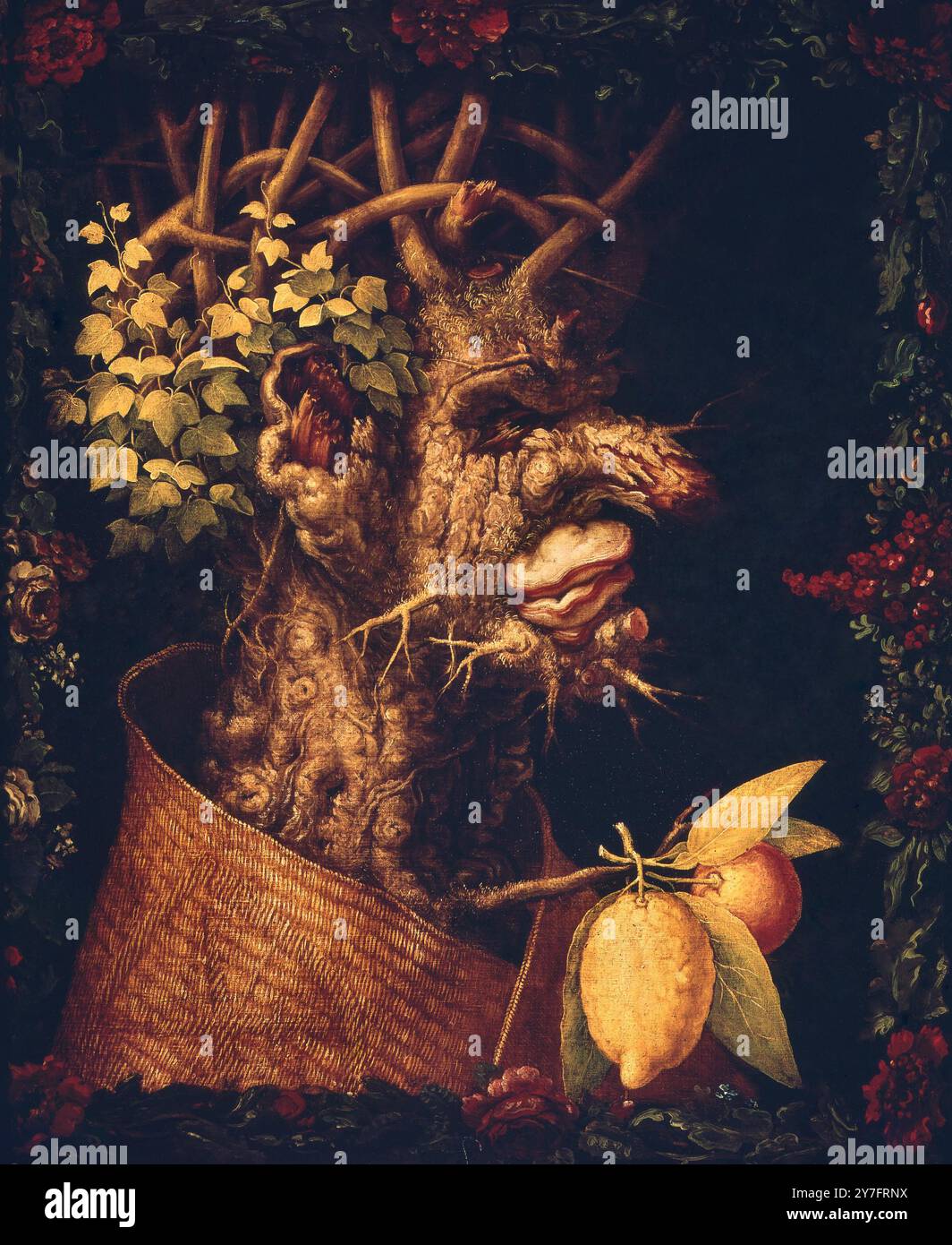 Winter, (oil on canvas) painted in 1573 by Arcimboldo, Giuseppe (1527 ...