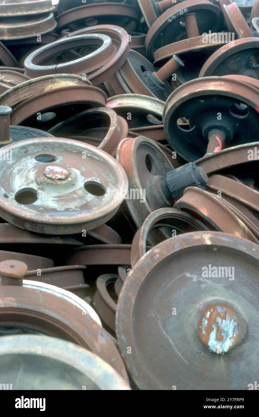 Scrap Metal Yard Railway Wheels Stock Photo - Alamy