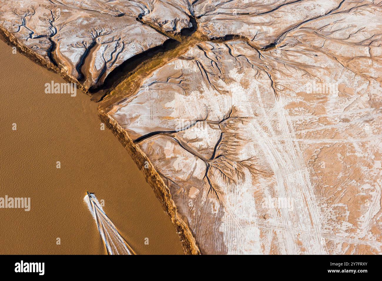 Aerial Images of the CO River Delta in Mexio with a high tide flowing ...