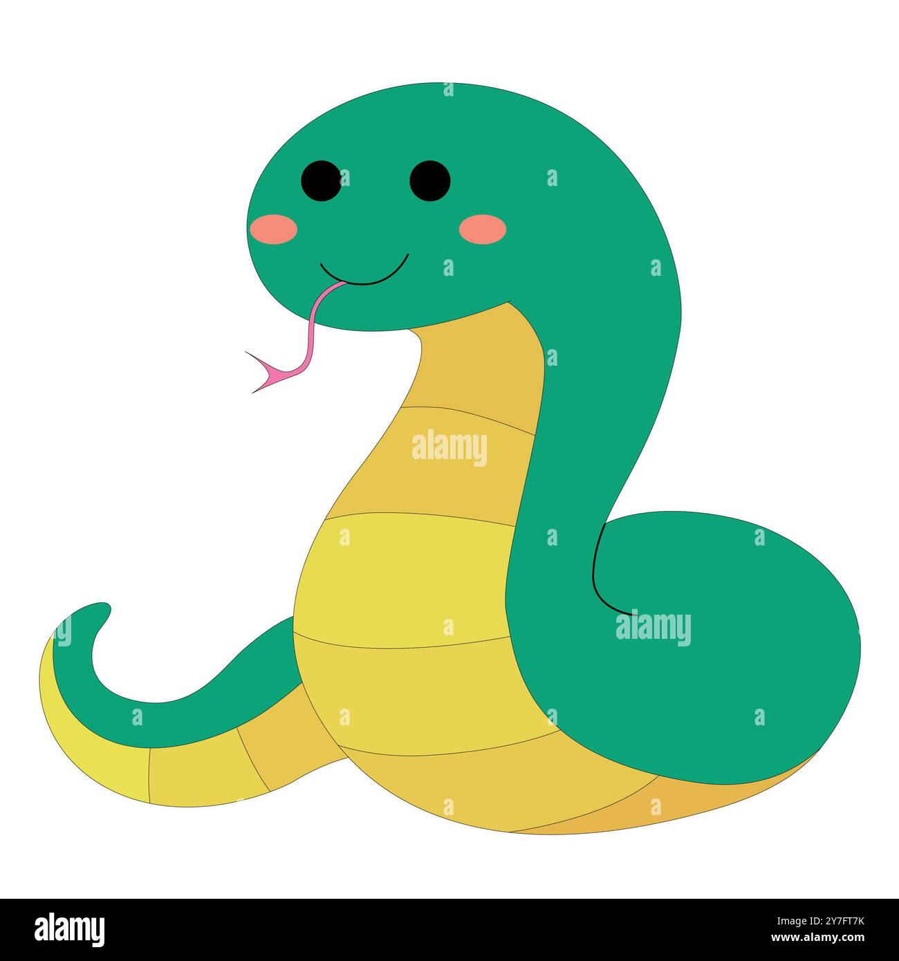 cute cartoon colored little green happy snake, stock vector, white ...