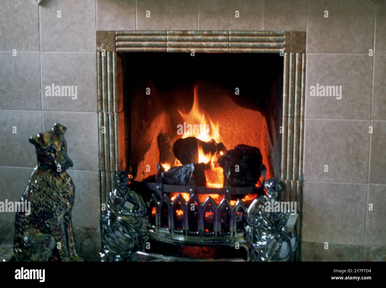 Coal fire 1950's Stock Photo - Alamy