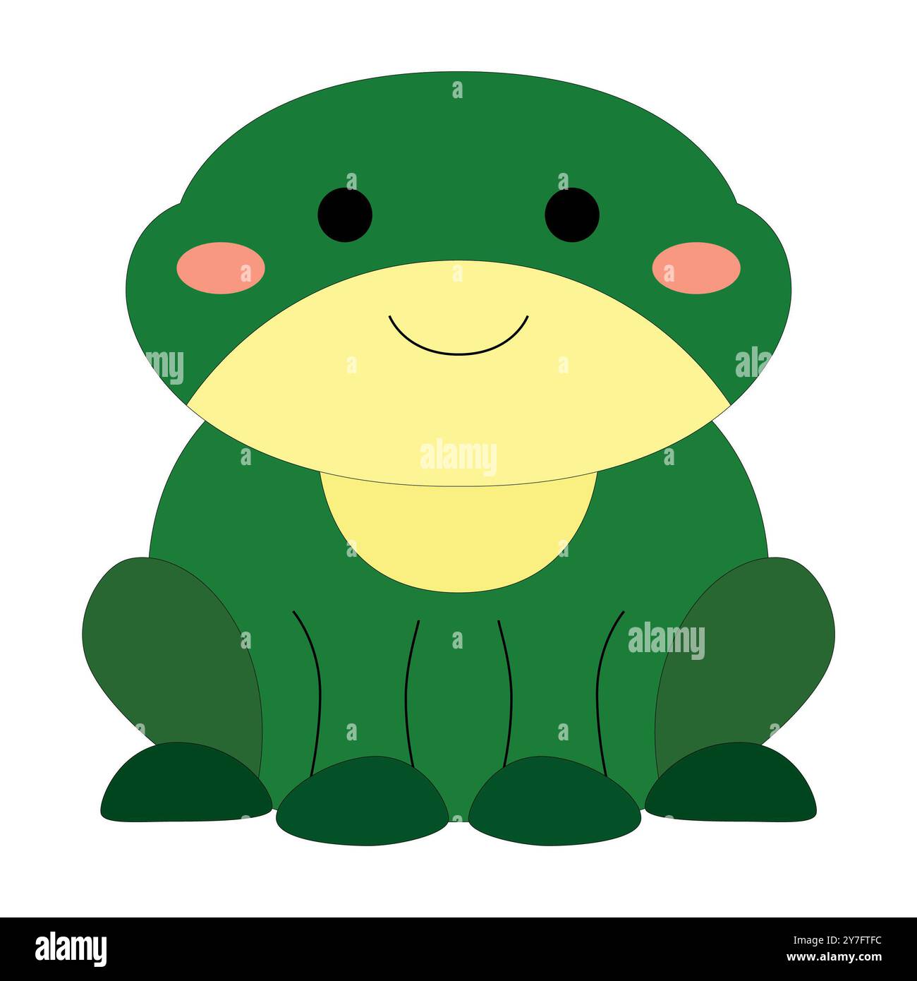 cute cartoon colored little green happy toad, frog, stock vector, white ...