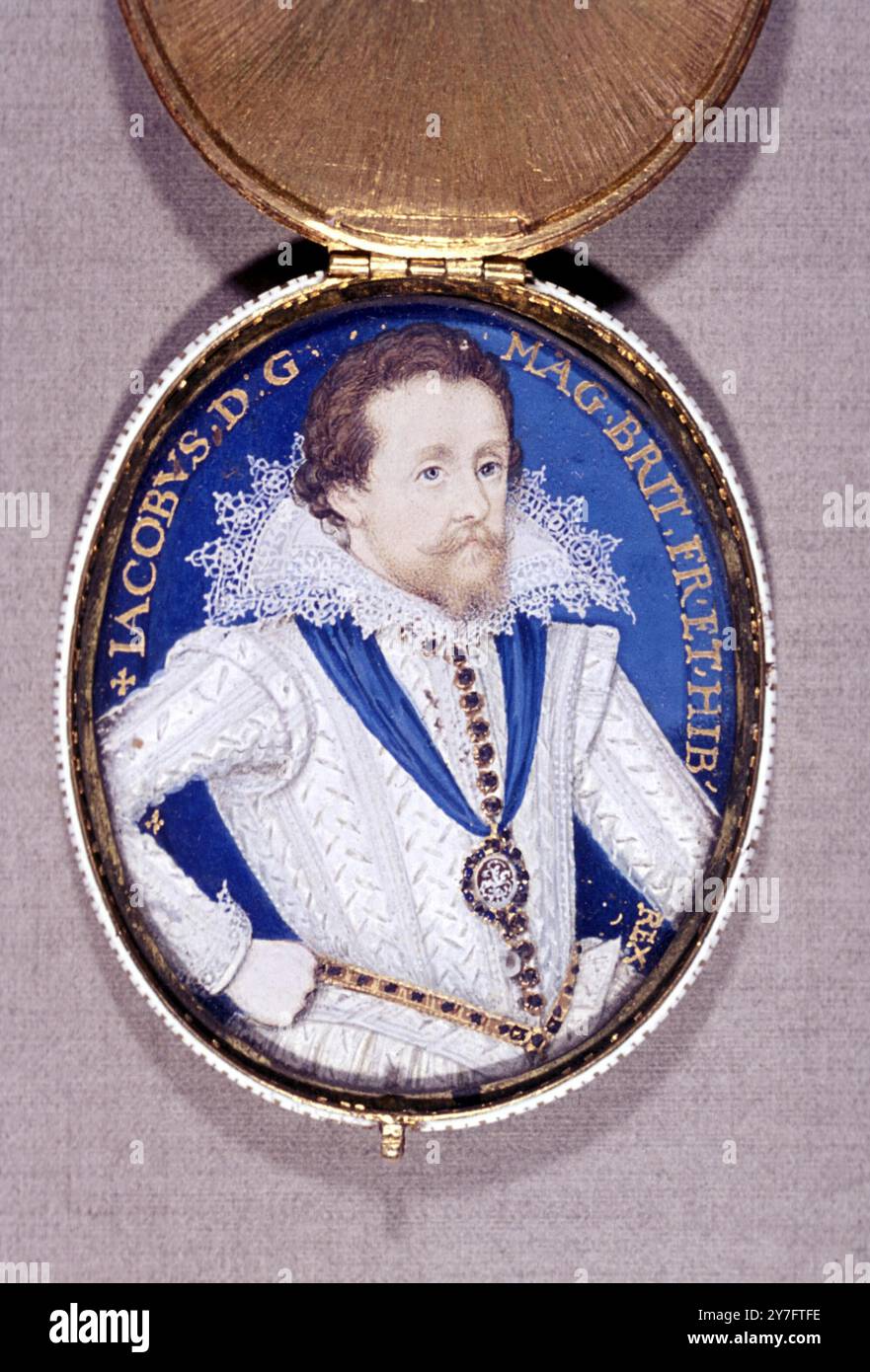 Miniature of James I, by Isaac Oliver, in the National Portrait Gallery ...