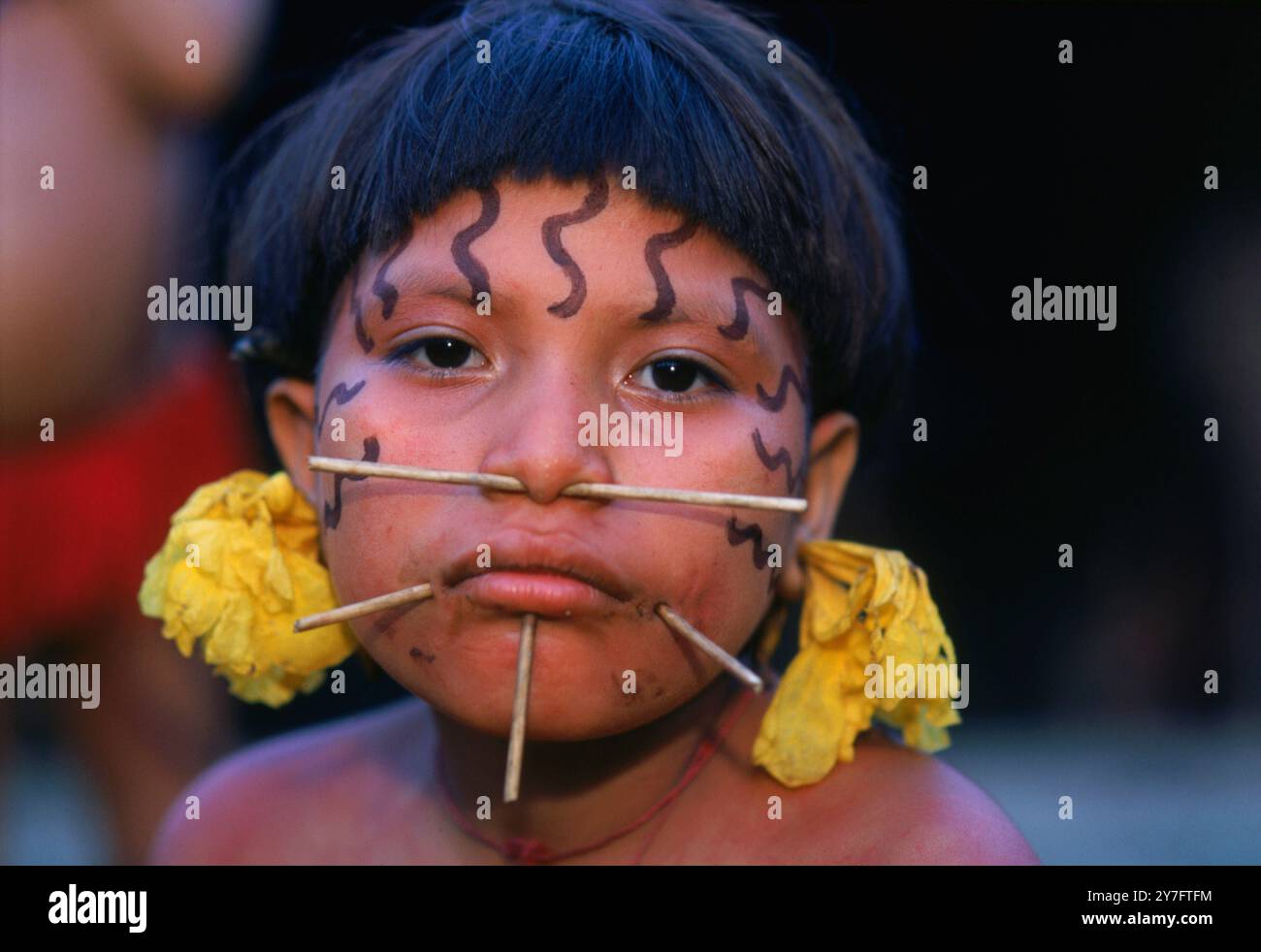 Portrait of Yanomami Indian, Venezuela, South America Stock Photo - Alamy