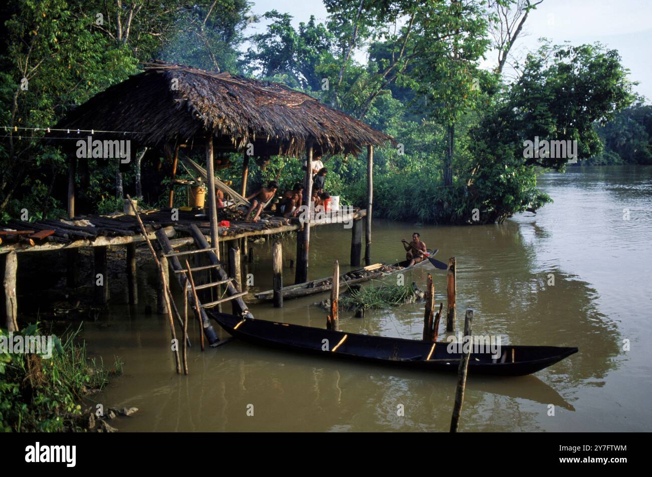 Warao Indians at their stilt village in the Orinoco delta, Venezuela ...