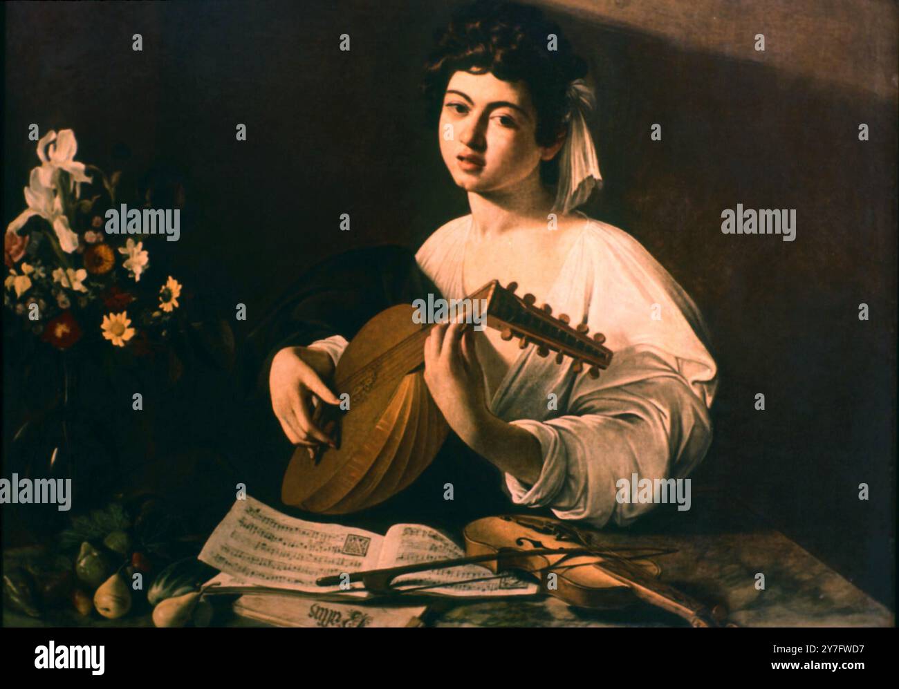 The Lute Player, c.1595 (oil on canvas) Artist Caravaggio, Michelangelo ...