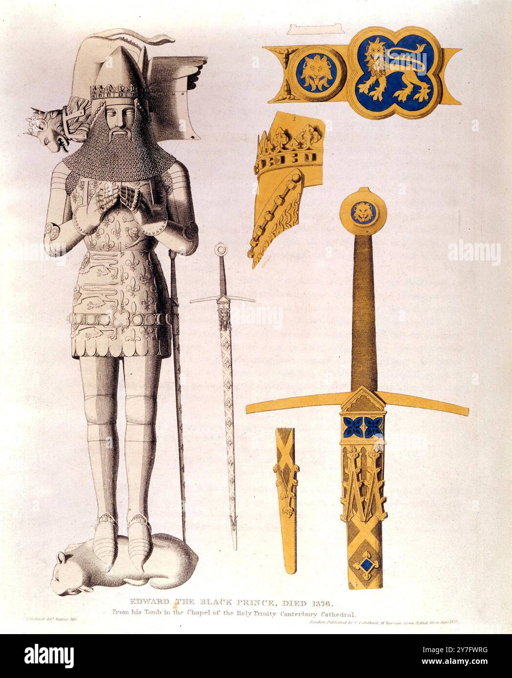 Print showing Edward, the Black Prince, from his tomb in Chapel of the ...