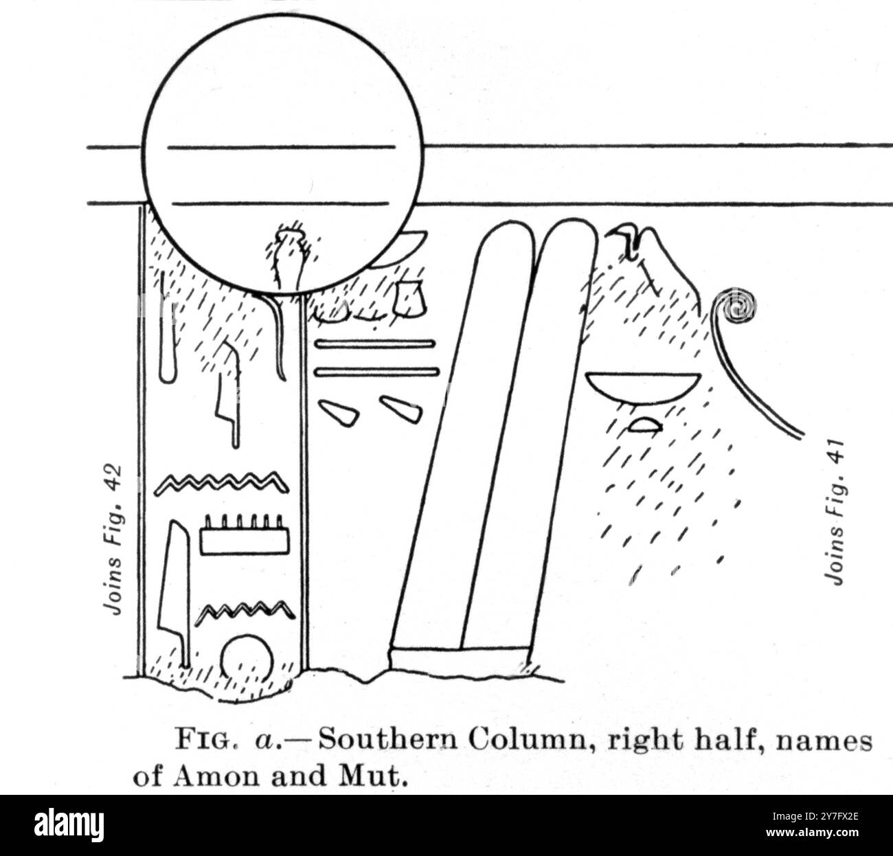 Southern column, right half, names of Amon and Mut Stock Photo - Alamy