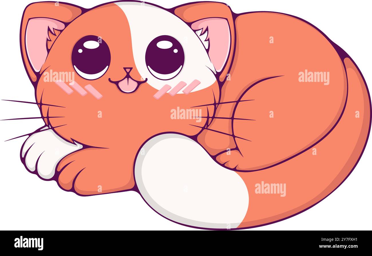 Cute lying cat kawaii style Stock Vector Image & Art - Alamy