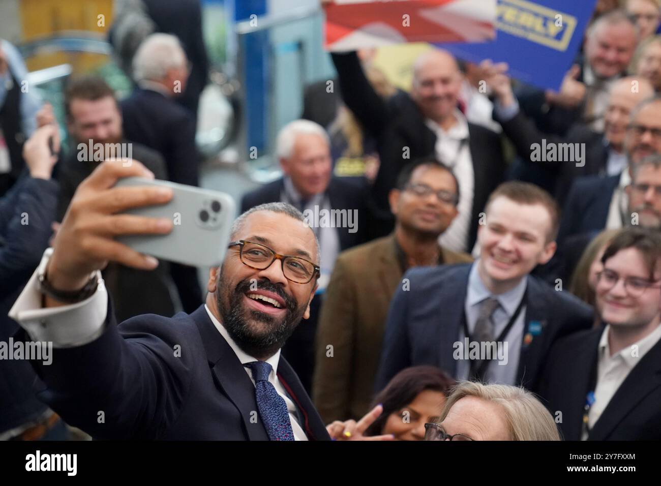 Leadership contender James Cleverly takes a selfie during the ...