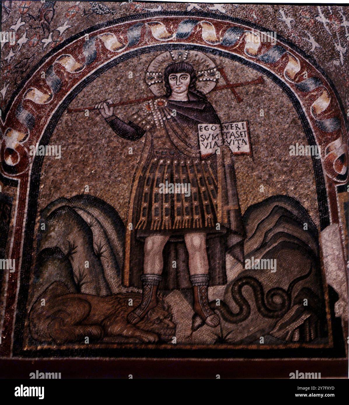 Mosaic Showing Jesus Christ as a warrior Stock Photo - Alamy