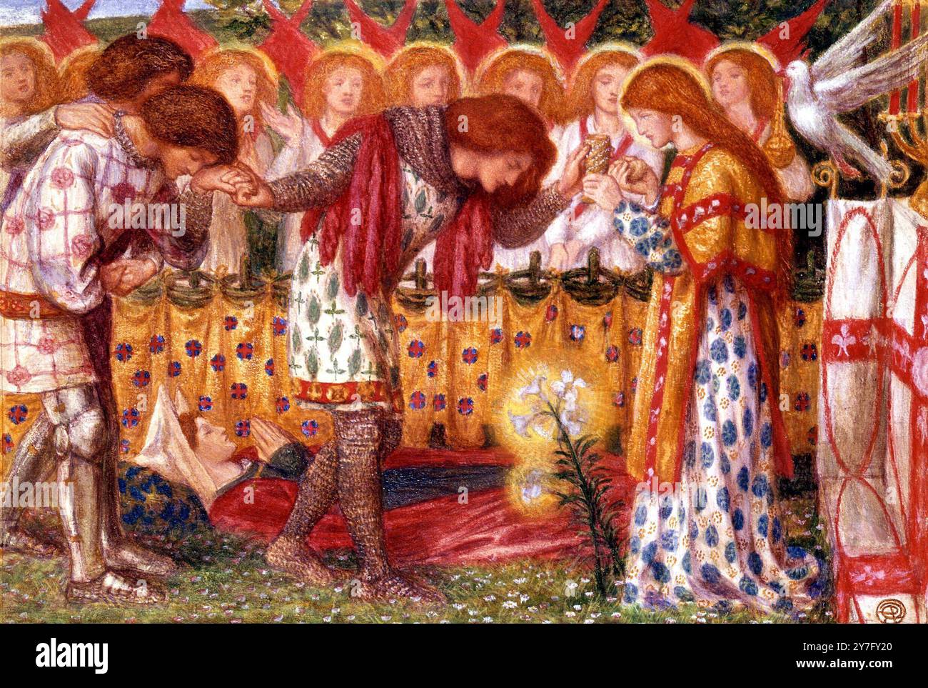 Finding of the Holy Grail - Sir Galahad by Dante Gabriel Rossetti ...