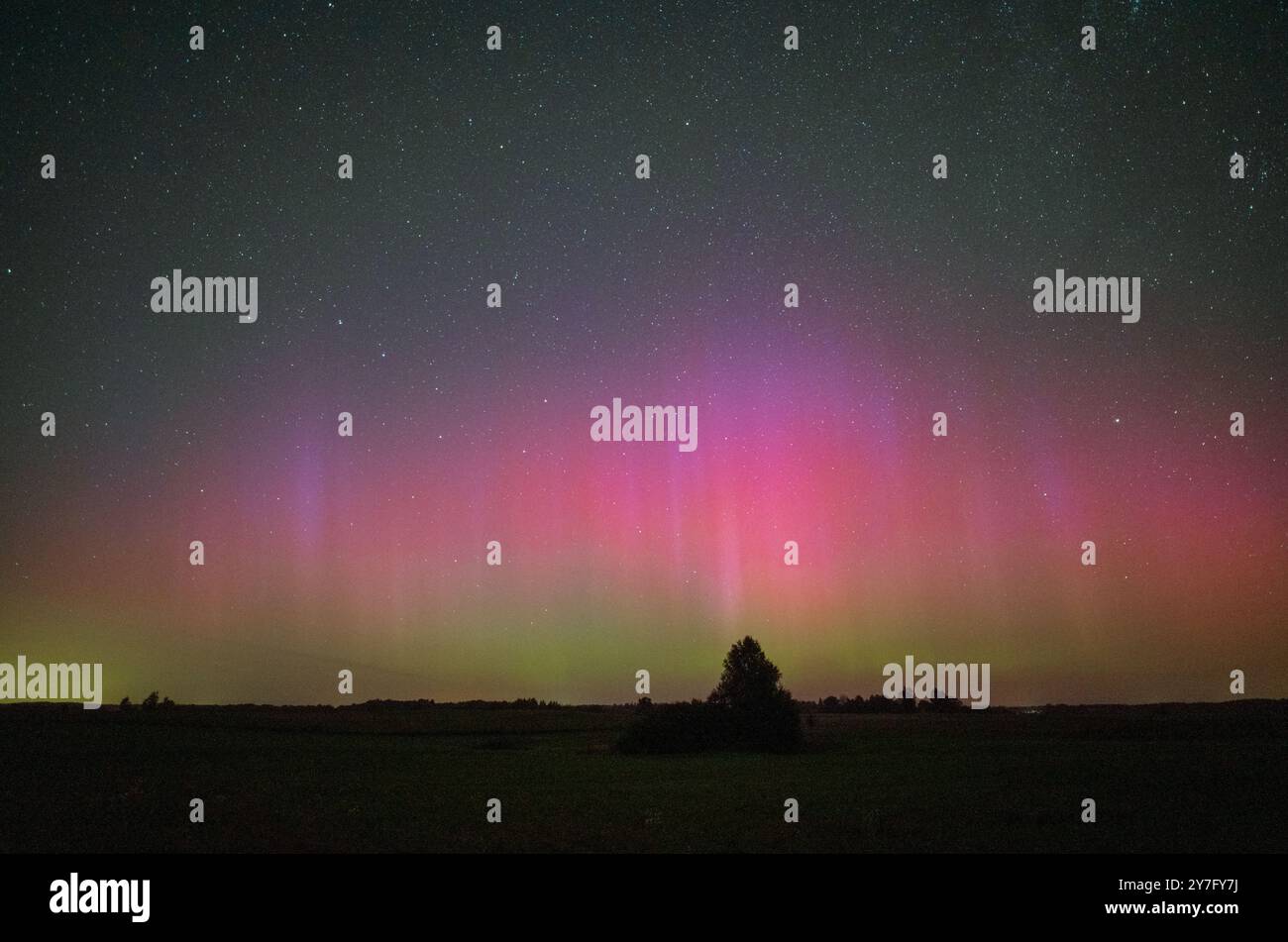 Northern Lights Aurora Borealis. Night sky, magnetic storm Stock Photo ...