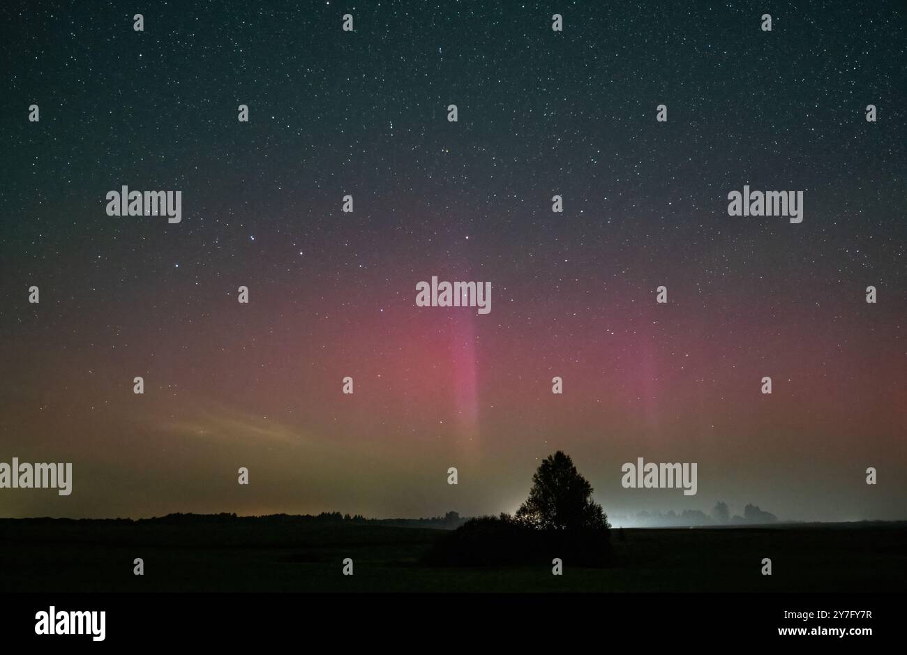 Northern Lights Aurora Borealis. Night sky, magnetic storm Stock Photo ...