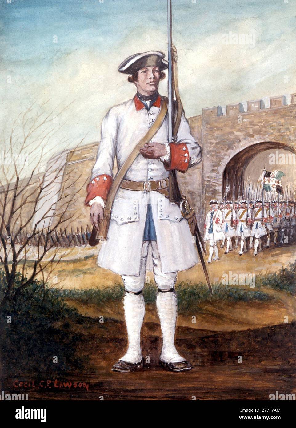 A French soldier outside Quebec's walls 1750 Stock Photo - Alamy