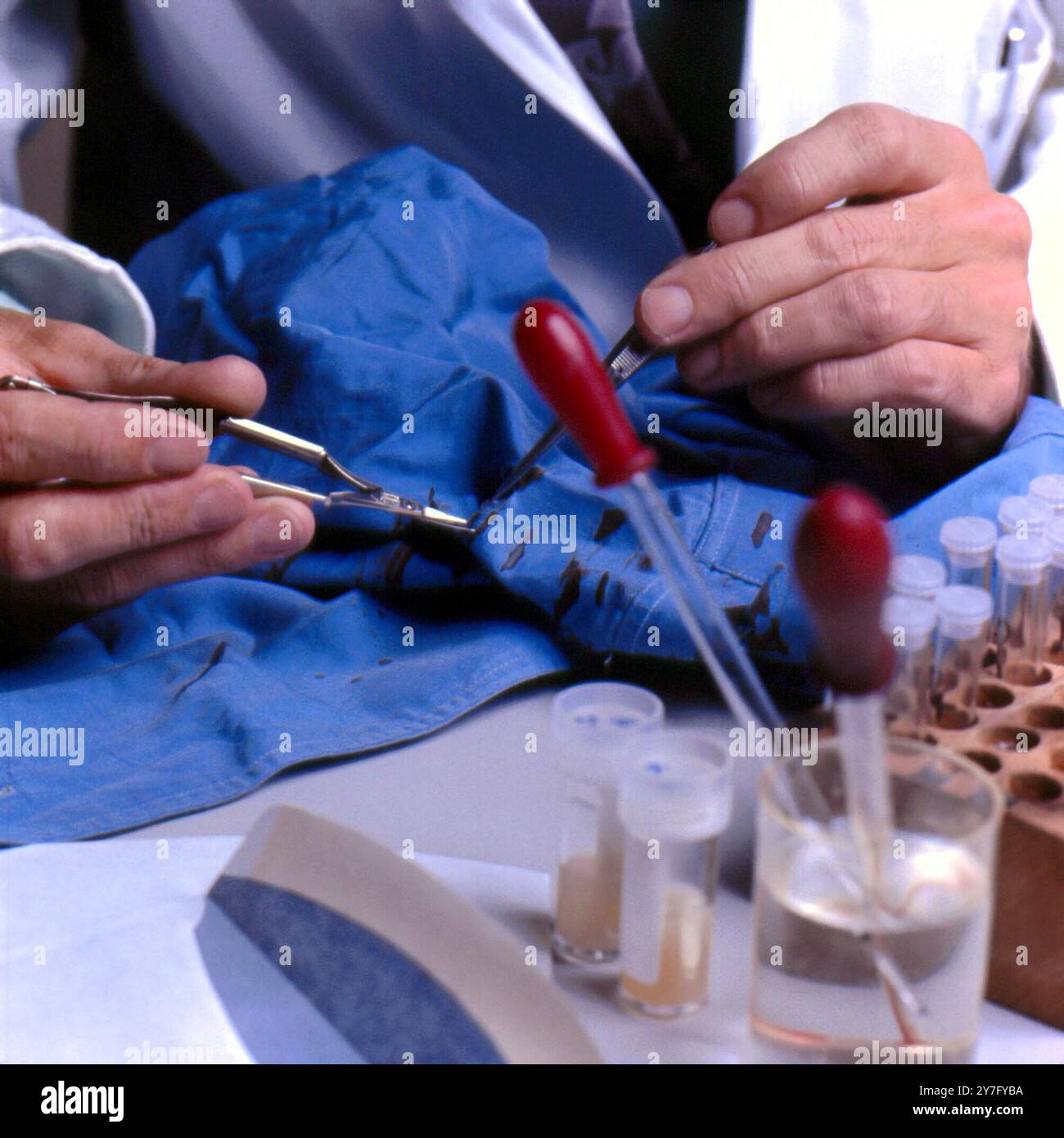 Blood Group Testing of blood stained clothing Stock Photo - Alamy