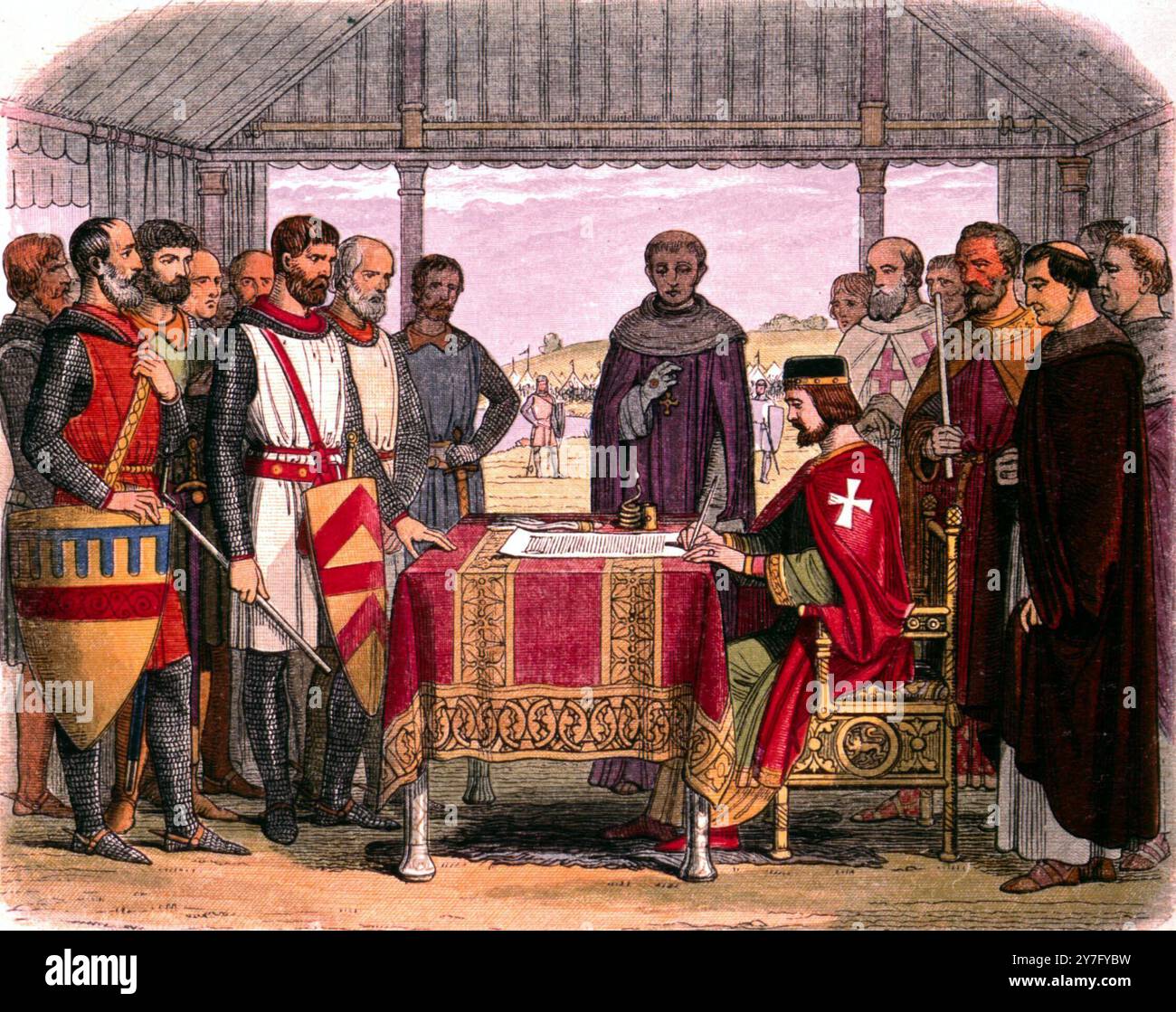 King John signs the Great Charter Stock Photo - Alamy