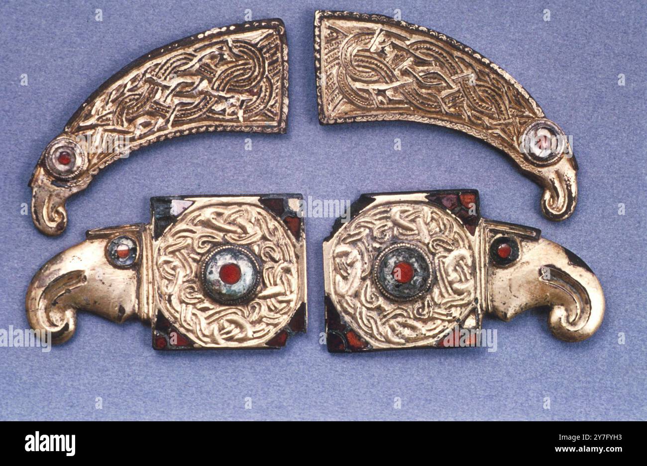 Gilt Bronze Birds' Heads from Taplow Barrow and Sutton Hoo Harp, AD655 ...