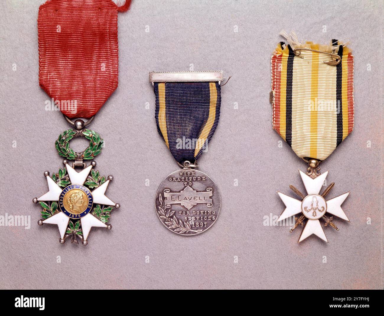 First World War Medals of Nurse Edith Cavell Stock Photo - Alamy
