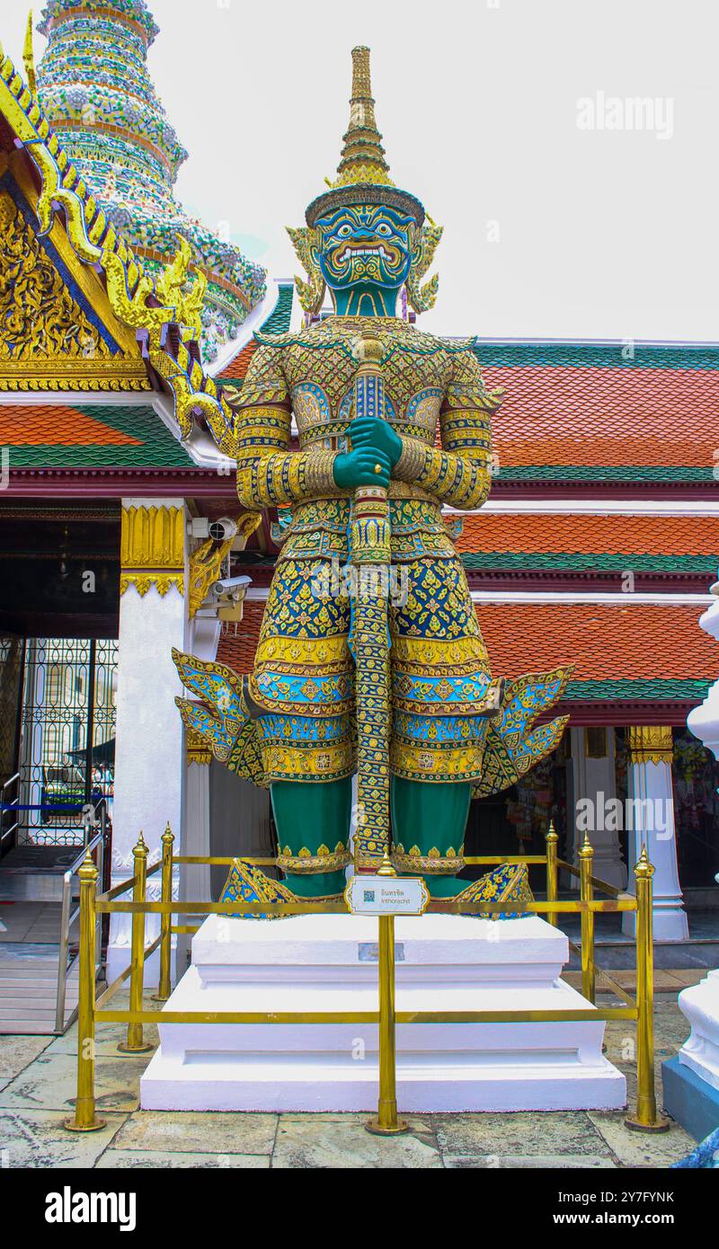 Bangkok. The Grand Palace or Royal Palace (Wat Phra Kaew). Statue of ...