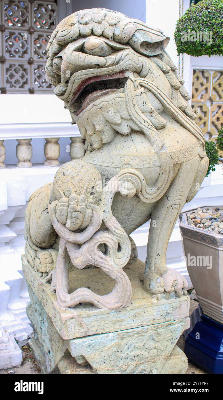 Bangkok. The Grand Palace or Royal Palace (Wat Phra Kaew). Statue of a ...