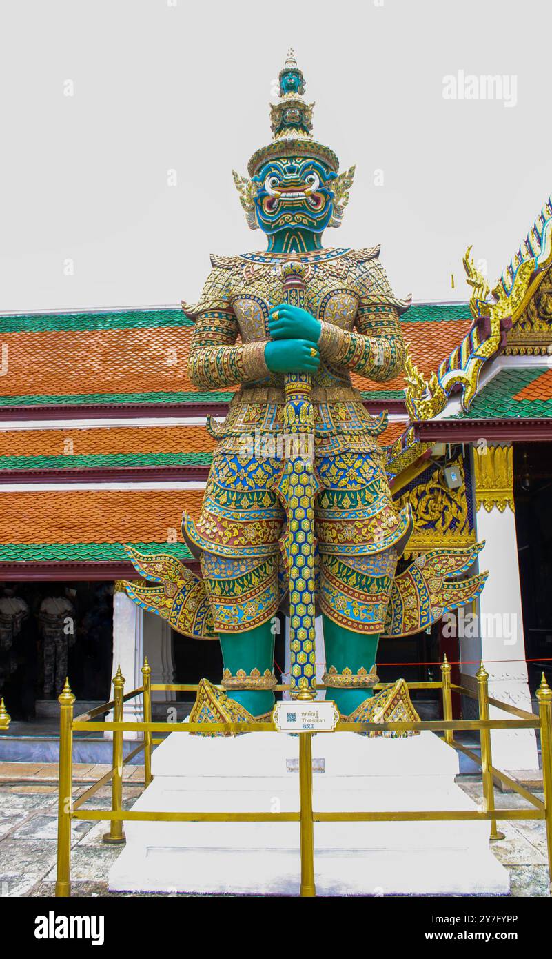 Bangkok. The Grand Palace or Royal Palace (Wat Phra Kaew). Statue of ...