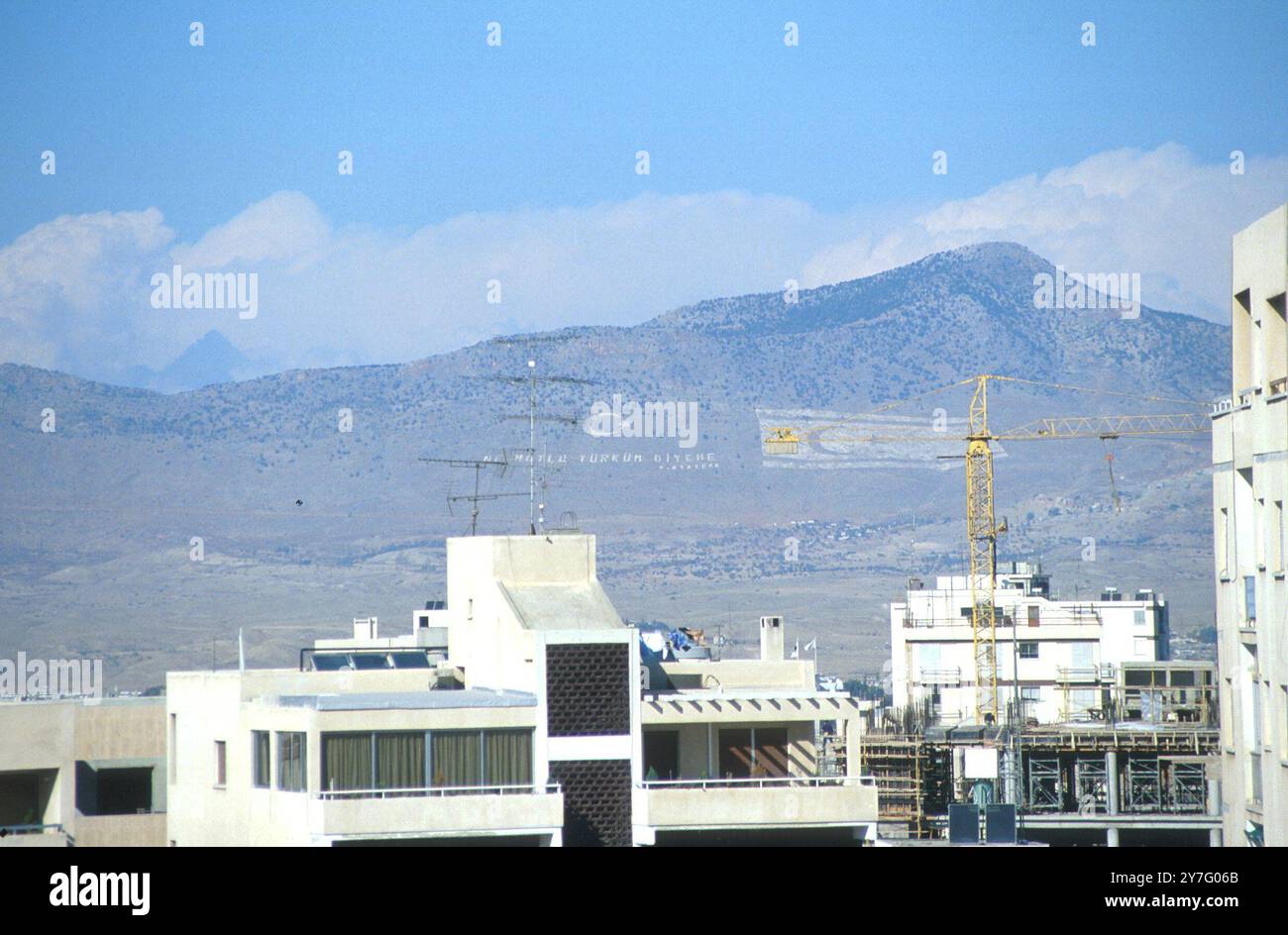 Provocative Turkish flag seen from the greek side of Nicosia Stock ...