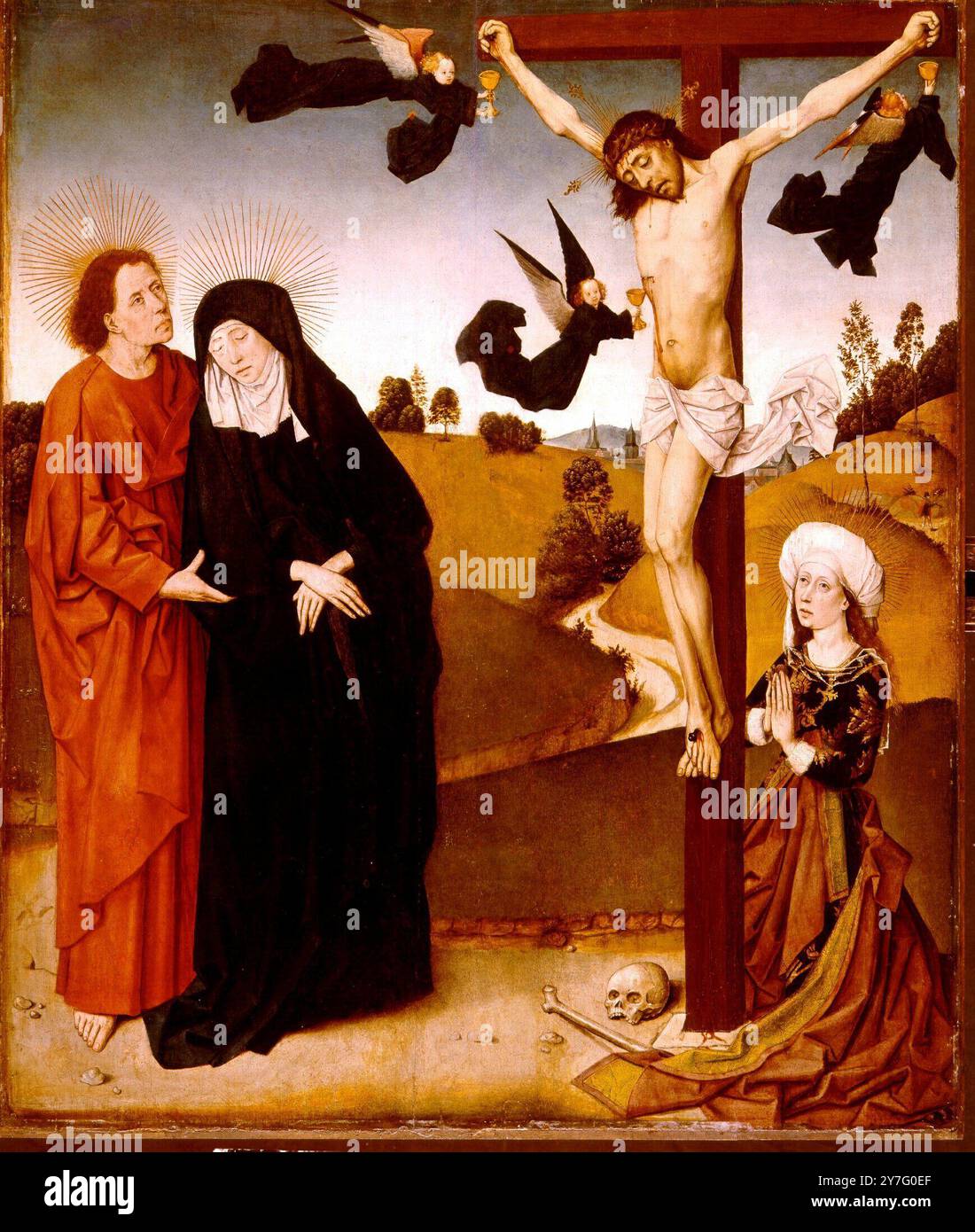 Christ on the Cross with Angels collecting his blood Stock Photo - Alamy